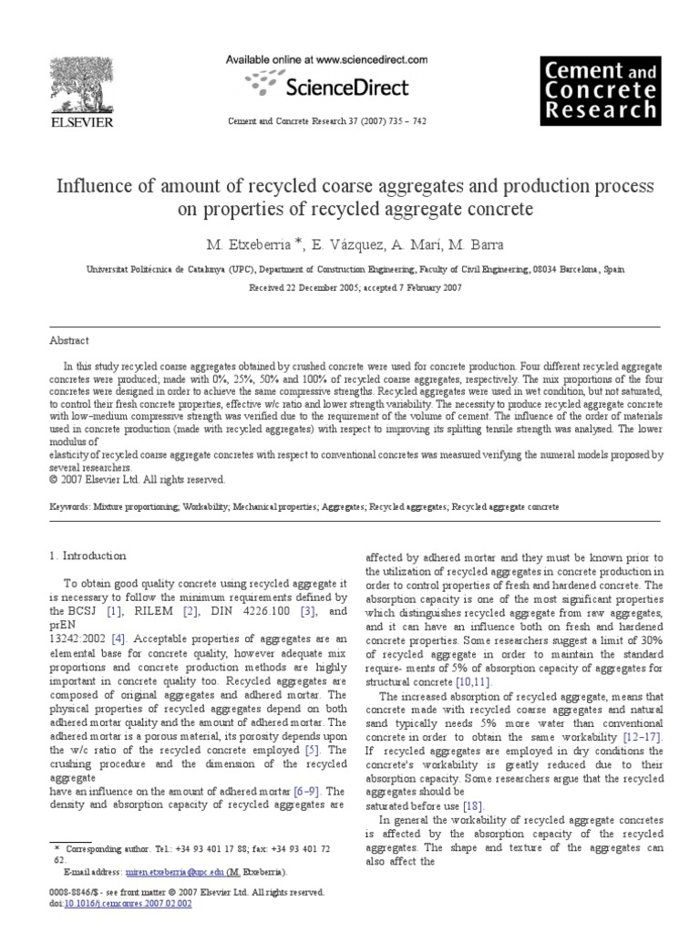 1 Influence of Amount of Recycled Coarse Aggregates and Production ...