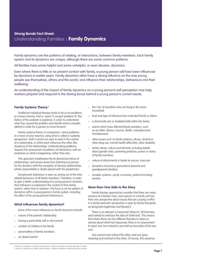 Reading#1 on family dynamics.pdf | Family Therapy | Family