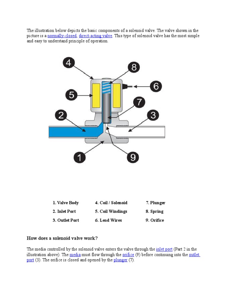 Solenoid Operation | Download Free PDF | Valve | Chemical Engineering
