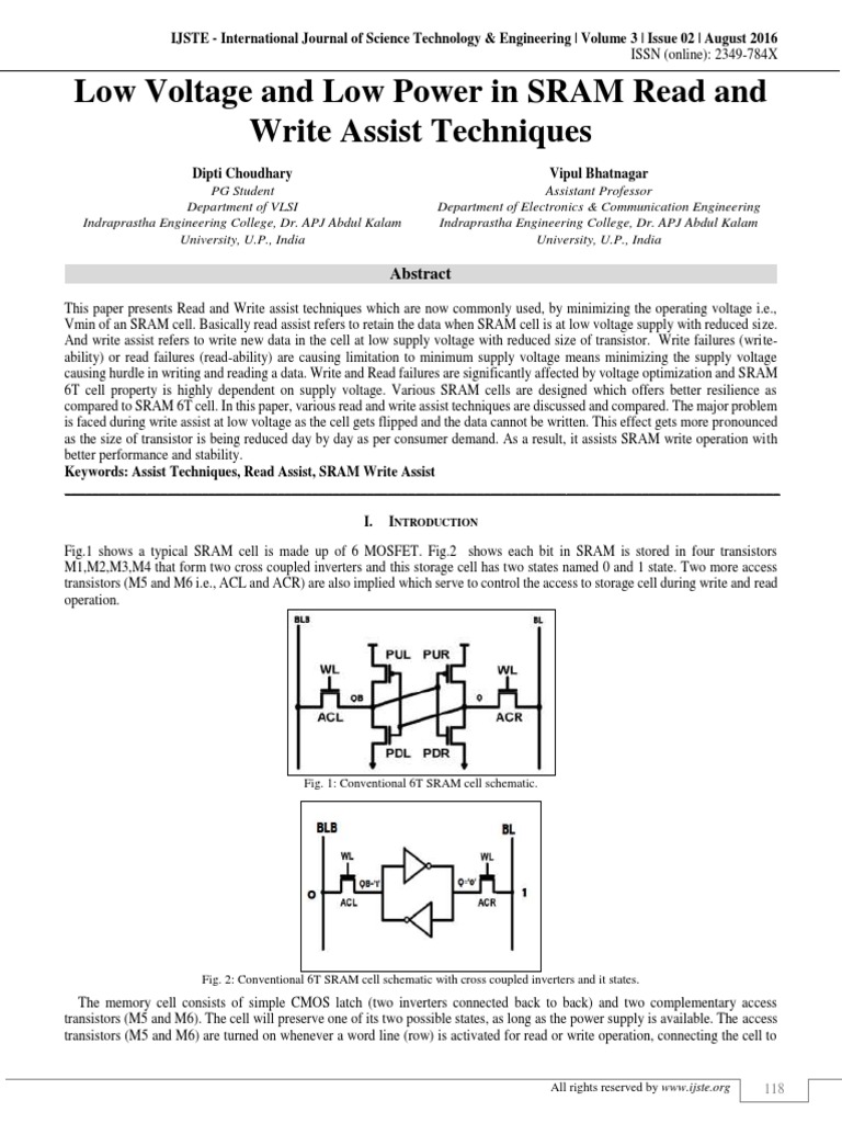 Low Voltage and Low Power in Sram Read and Write Assist Techniques ...