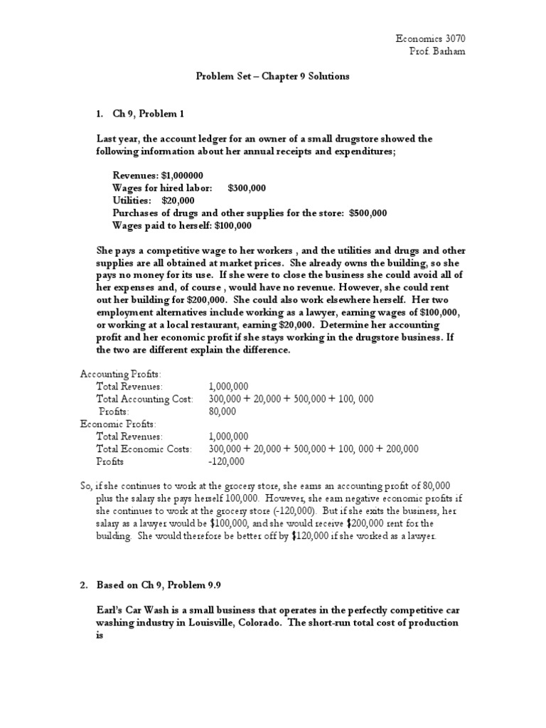 3070 PSet-ch9 Solutions | PDF | Economic Equilibrium | Supply (Economics)