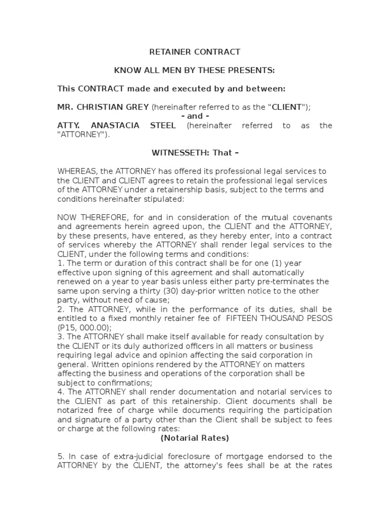 Retainer Contract SAMPLE | PDF