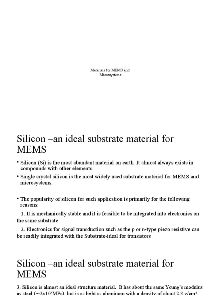 MEMS Substrate Materials | PDF | Gallium Arsenide | Silicon