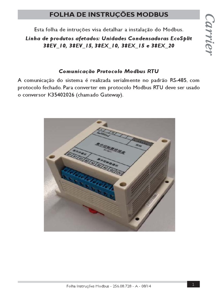 K35402026 Instruc Modbus | PDF | Dados de computador | Engenharia Elétrica