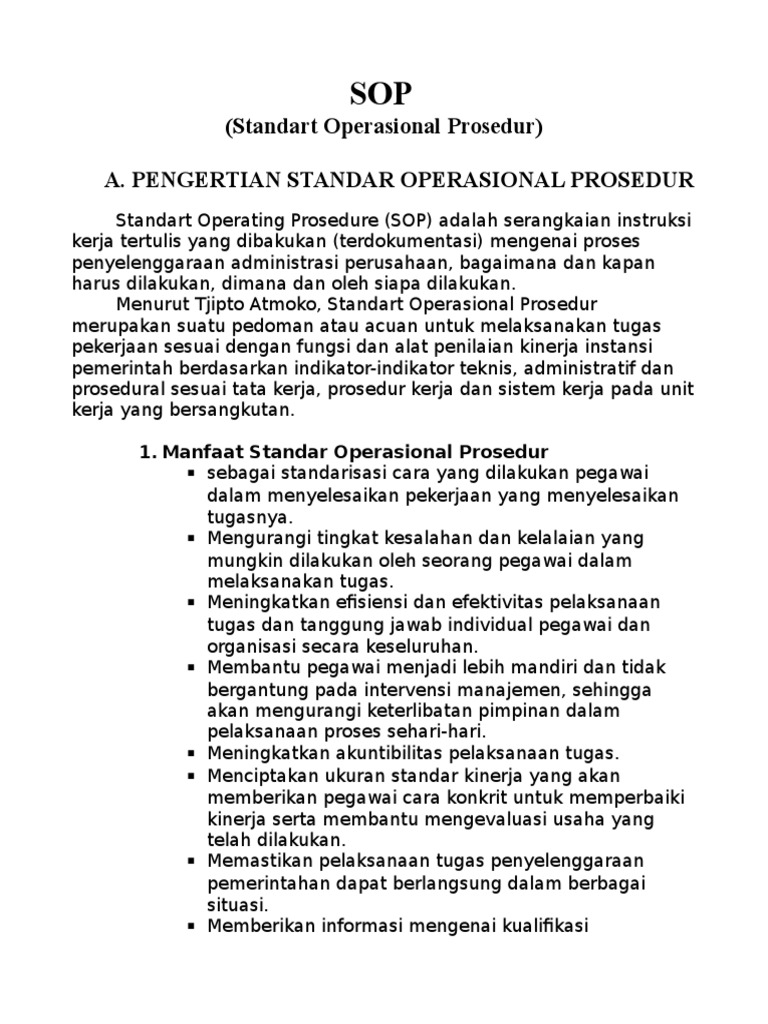 Pengertian Standar Operasional Prosedur Pdf