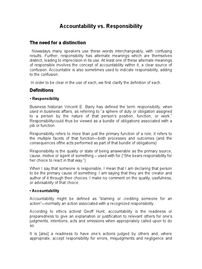 Accountability Vs | PDF | Accountability | Causality