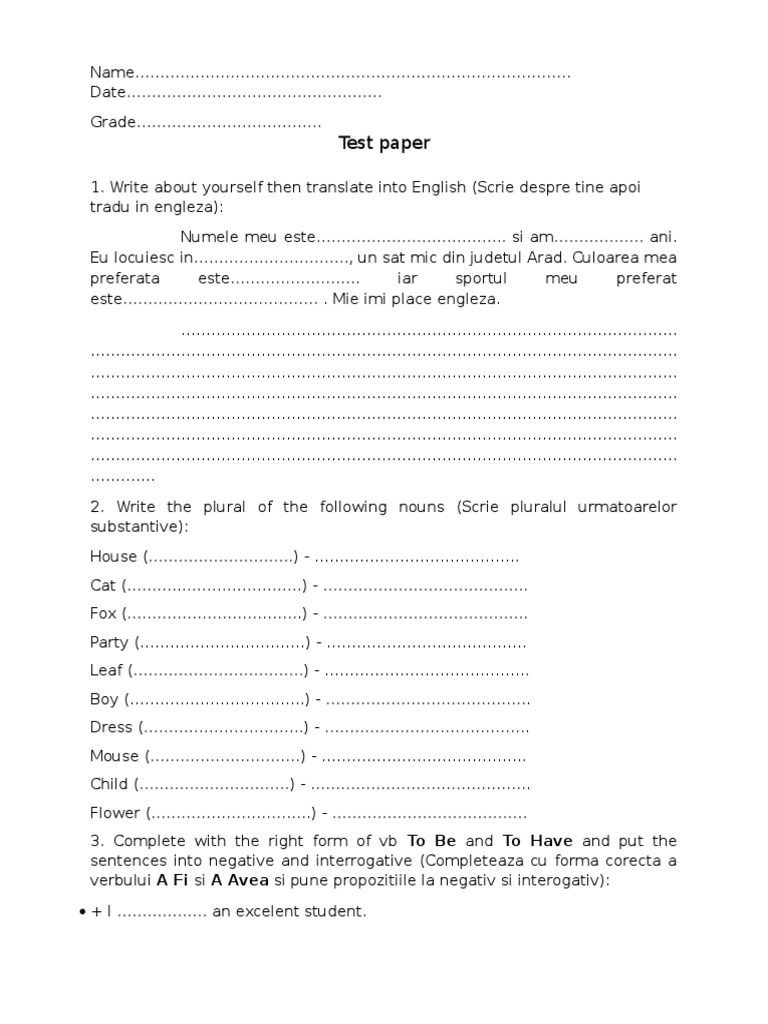 Test Initial Clasa a 6a