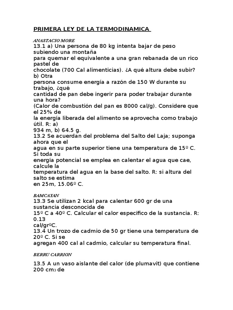 Preguntas de Examenes de Termodinamica | PDF | Gases | Calor
