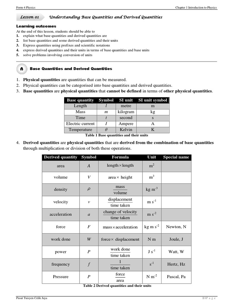 Lesson 01 | PDF | International System Of Units | Hertz