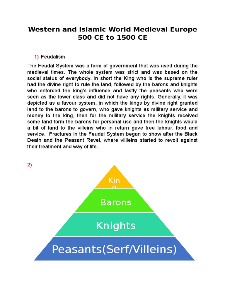 Western and Islamic World Medieval Europe 500 CE To 1500 CE 2 | PDF ...