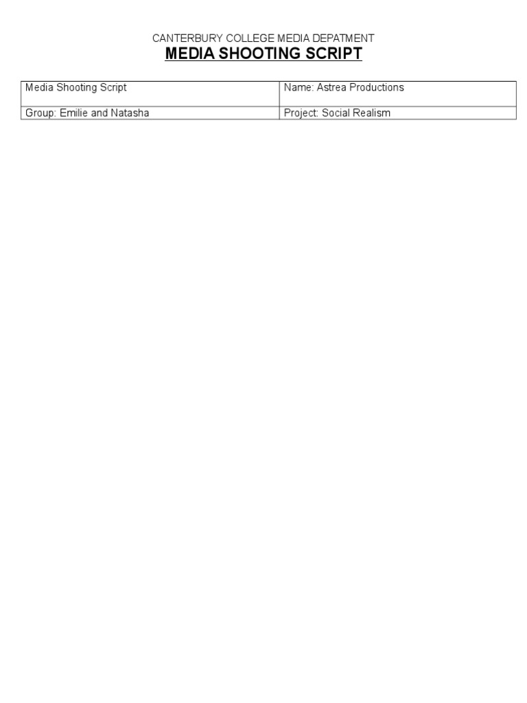 Canterbury College Media Shoot Script | PDF | Games & Activities ...