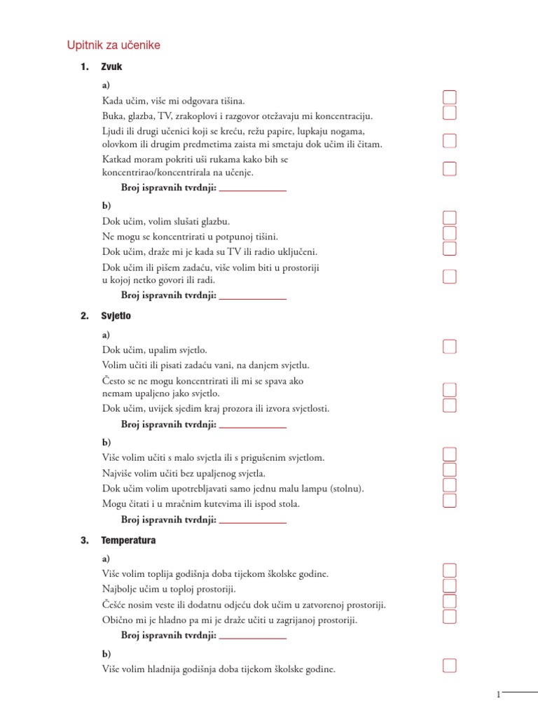 Upitnik Za Ucenike Stilovi