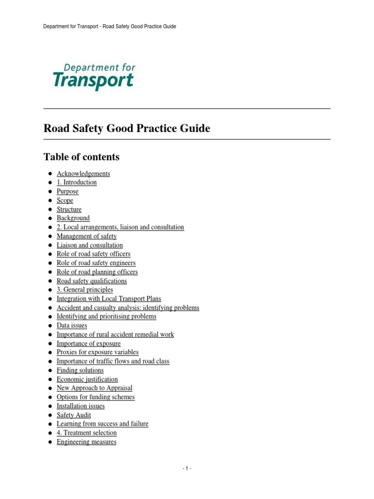 Road Safety Good Practice Guide PDF | PDF | Traffic Collision | Road ...