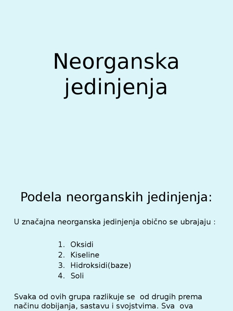 1.neorganska Jedinjenja | PDF