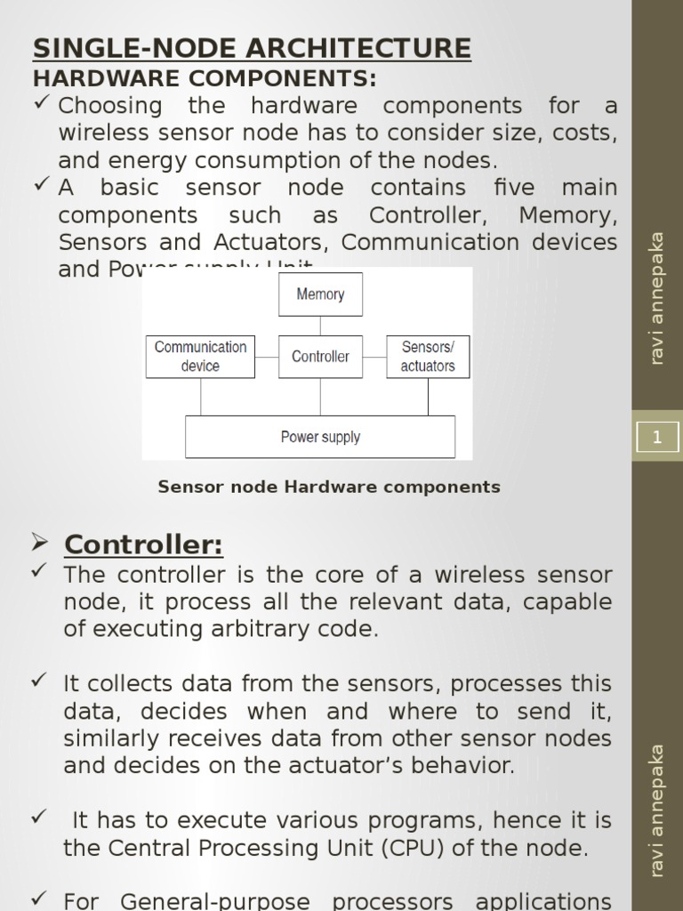 Sensor Node Hardware Components and Energy Consumption | PDF