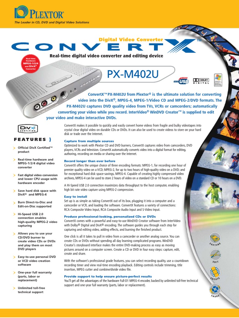 Plextor PX-M402U ConvertX | PDF | Digital Video | Video