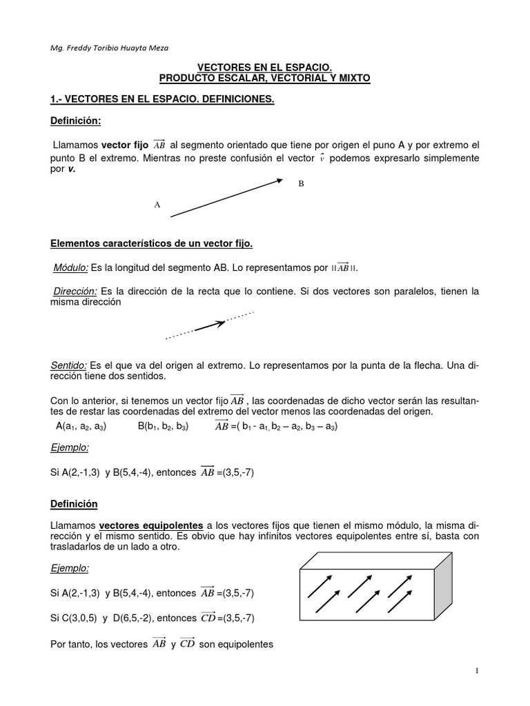 Vectores en El Espacio PDF | PDF | Espacio vectorial | Vector Euclidiano