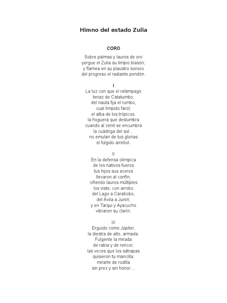 Himno Del Estado Zulia | PDF
