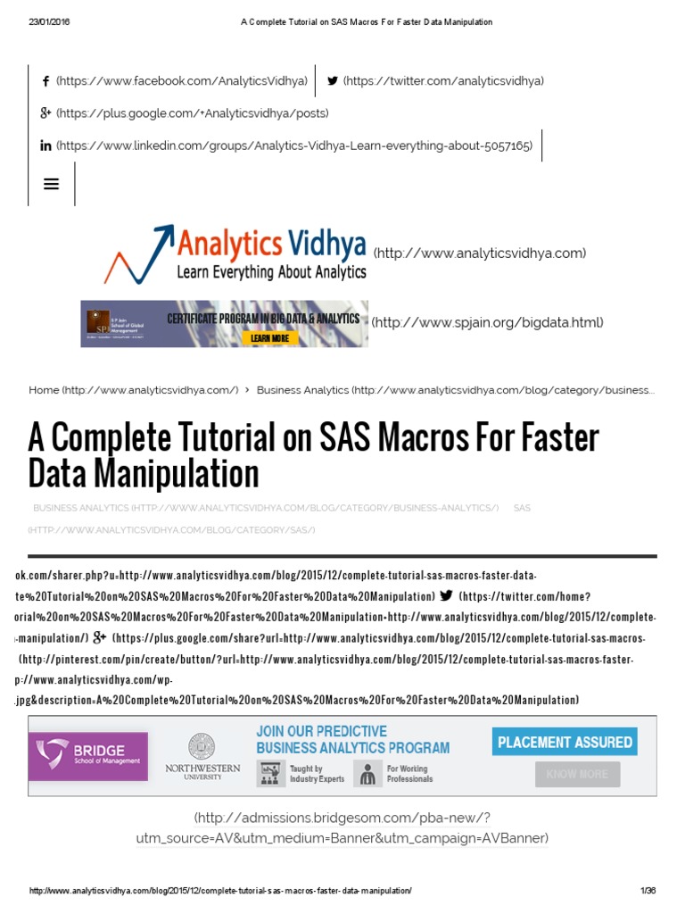 A Complete Tutorial On SAS Macros For Faster Data Manipulation | PDF | Sas (Software) | Variable ...
