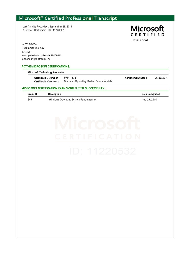 Ms Learning Transcript | PDF | Career & Growth | Computers