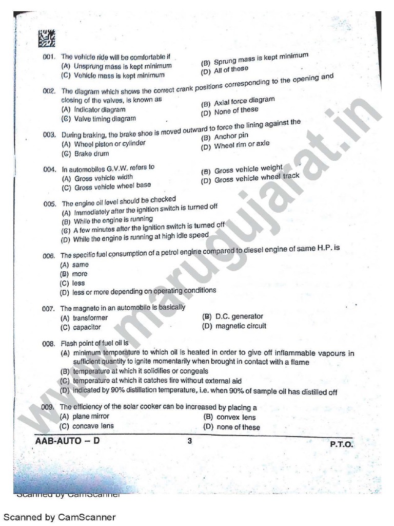 Rto Class 3 Automobile Engg. | PDF