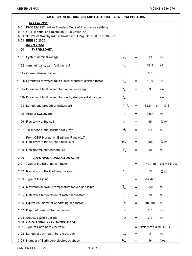 Switchyard Earth Mat Sizing Guide | PDF | Science & Mathematics