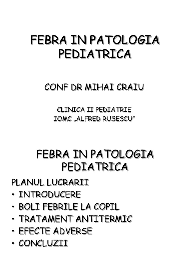 Febra in Patologia Pediatrica PDF | PDF