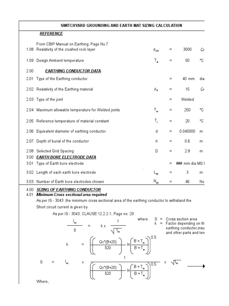 33KV Earthmat 1design | PDF | Electrical Substation | Electrical ...