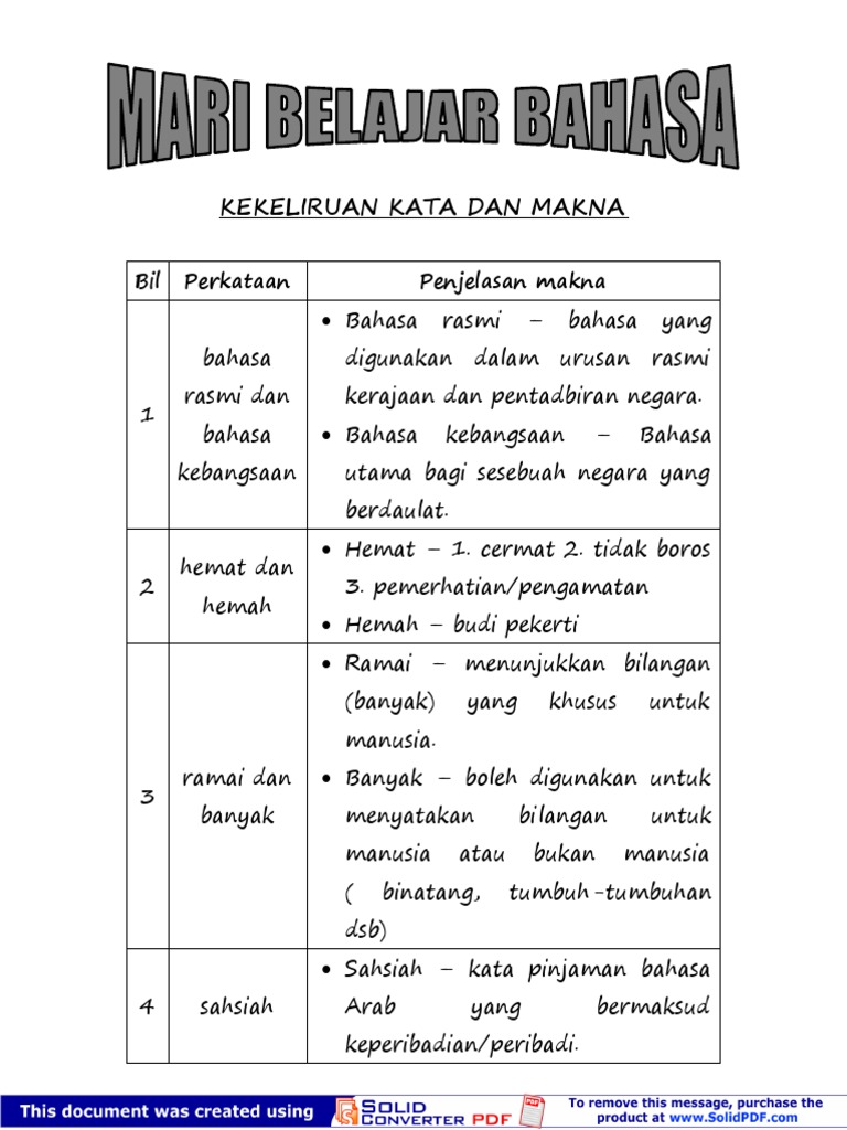 Kekeliruan Kata Dan Makna | PDF | Kajian Bahasa Asing
