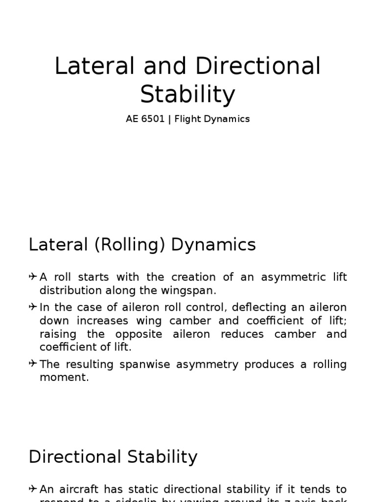 Lateral and Directional Stability | PDF