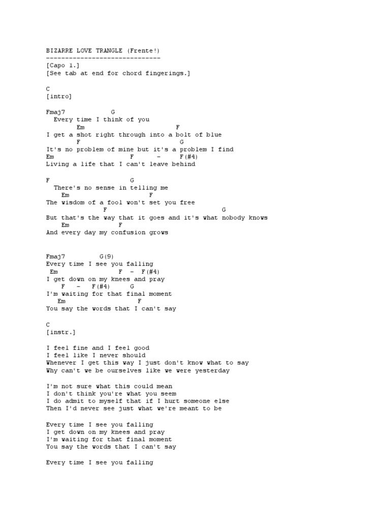 Bizarre Love Triangle Guitar Chords