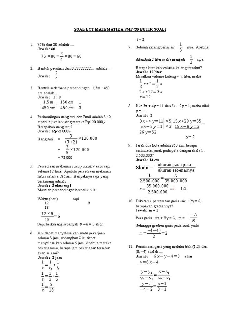 Soal LCT Matematika SMP | PDF