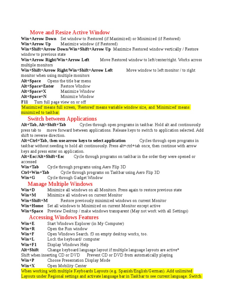 Windows 7 Keyboard Shortcuts Guide | PDF | Utility Software | Microsoft ...