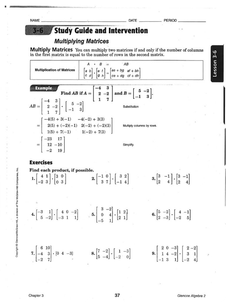 Multiplying Matrices Packet | PDF