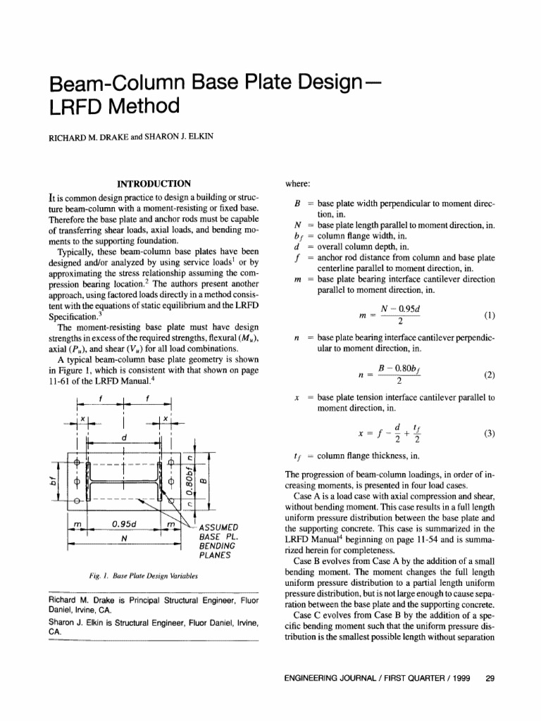 Beam-Column Base Plate Design-LRFD Method | Bending | Strength Of Materials