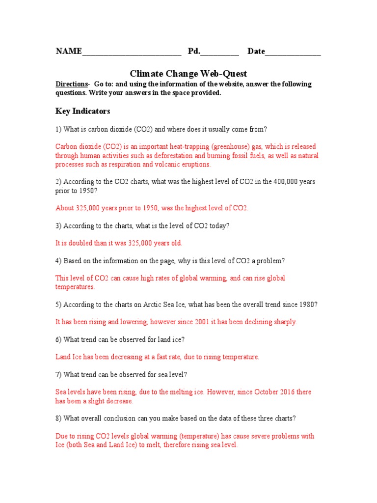 Webquest Climate Change | PDF | Carbon Dioxide | Global Warming