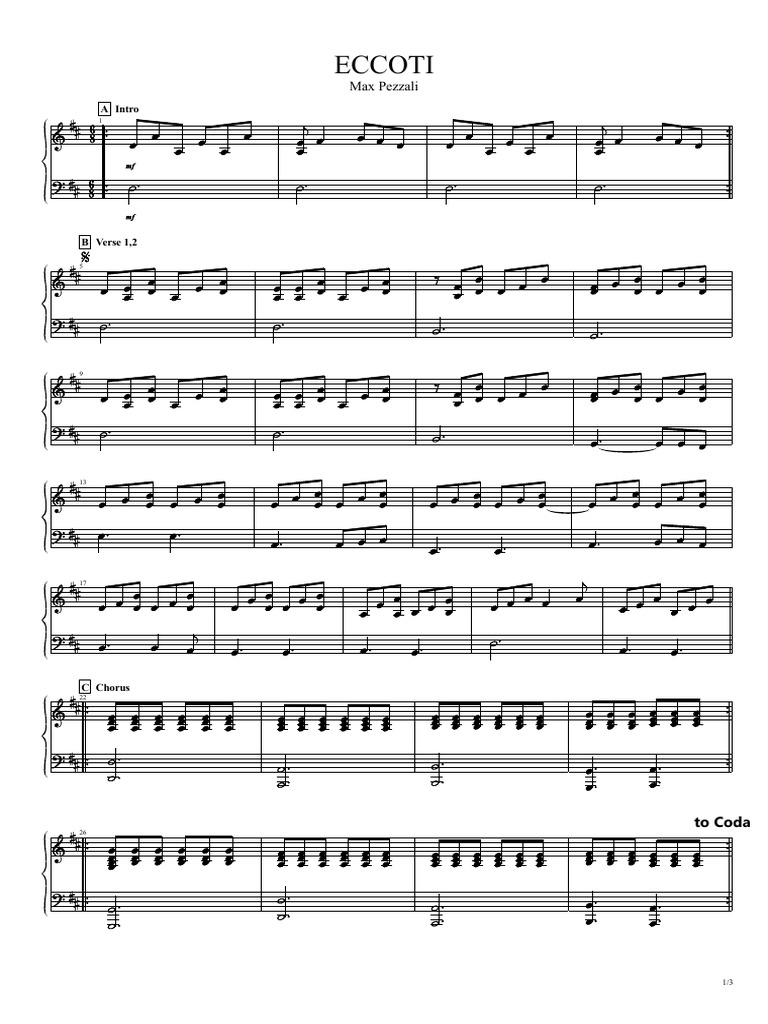 Eccoti - Accompagnamento Piano | PDF