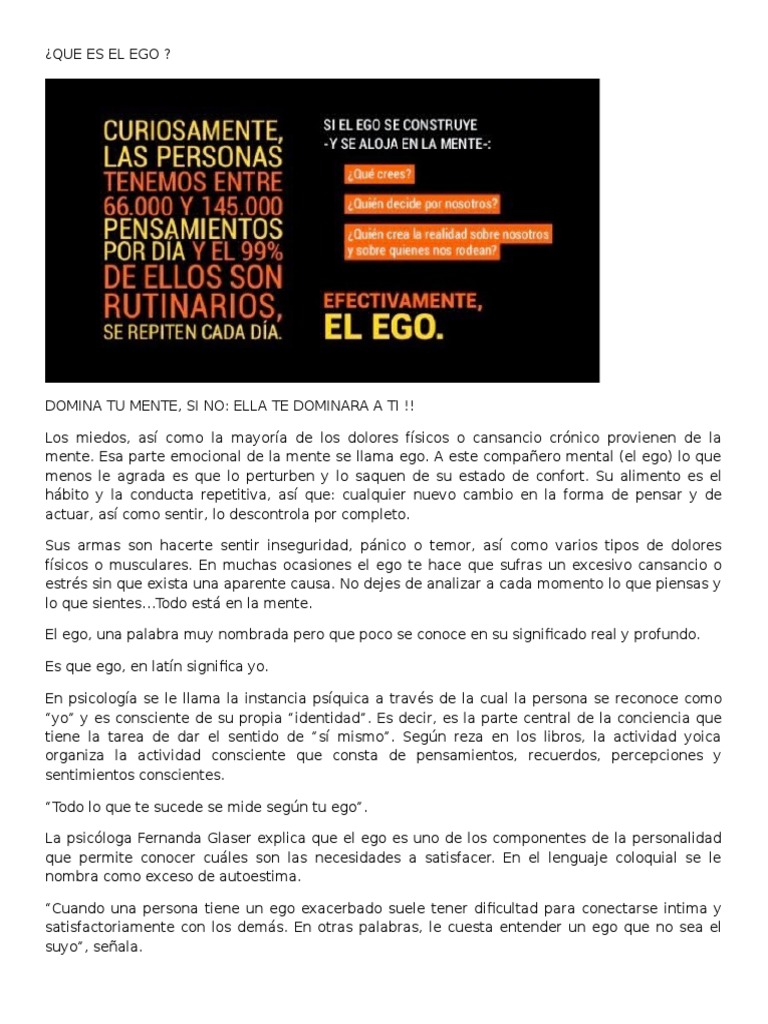 Que Es El Ego | PDF | Mente | Sicología