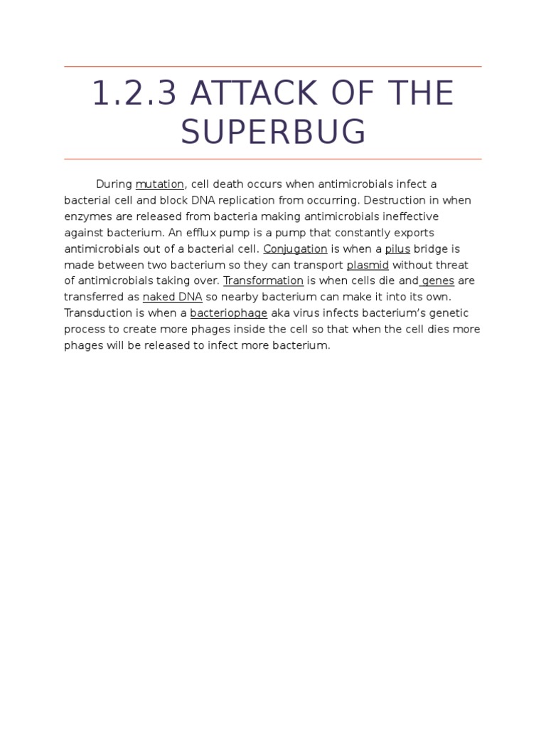 1.2.3 Attack of The Superbug | PDF