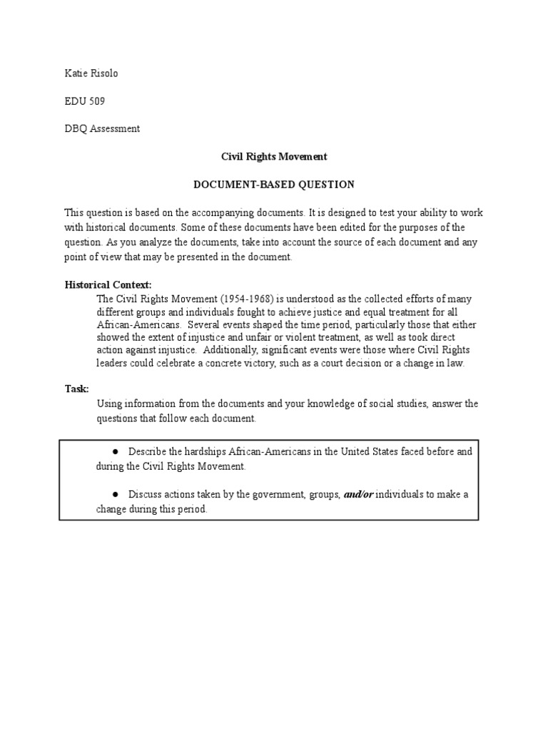 DBQ | PDF | African American Civil Rights Movement (1954–1968) | Civil ...