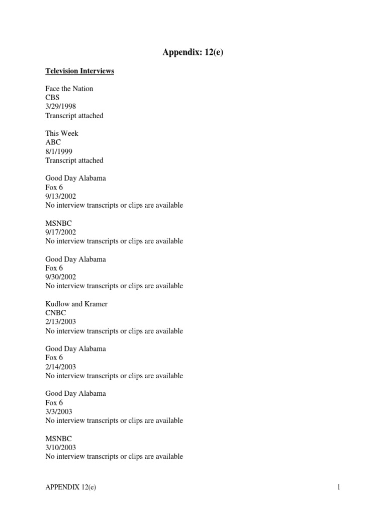 Appendix 12 (E) To Questionnaire | PDF | Fox News | Msnbc