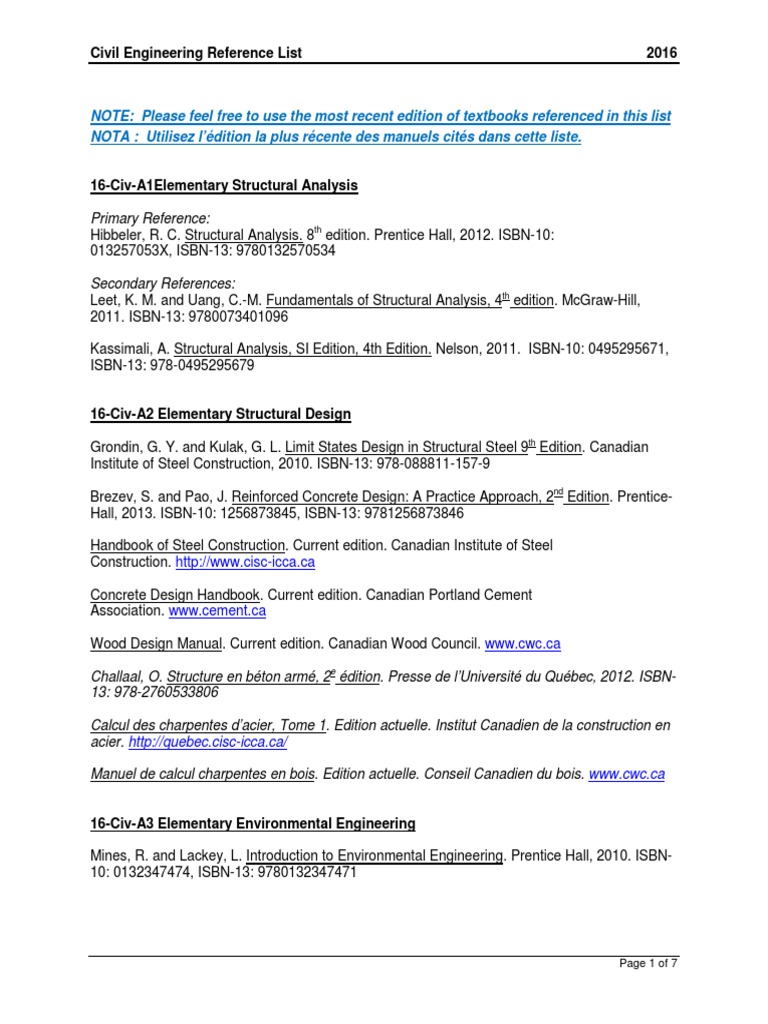 Civil Engineering Reference List 2016 | PDF | Geotechnical Engineering ...
