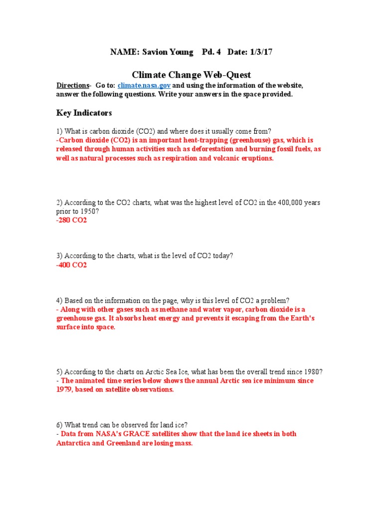 Webquest Climate Change | PDF | Carbon Dioxide | Climate Change