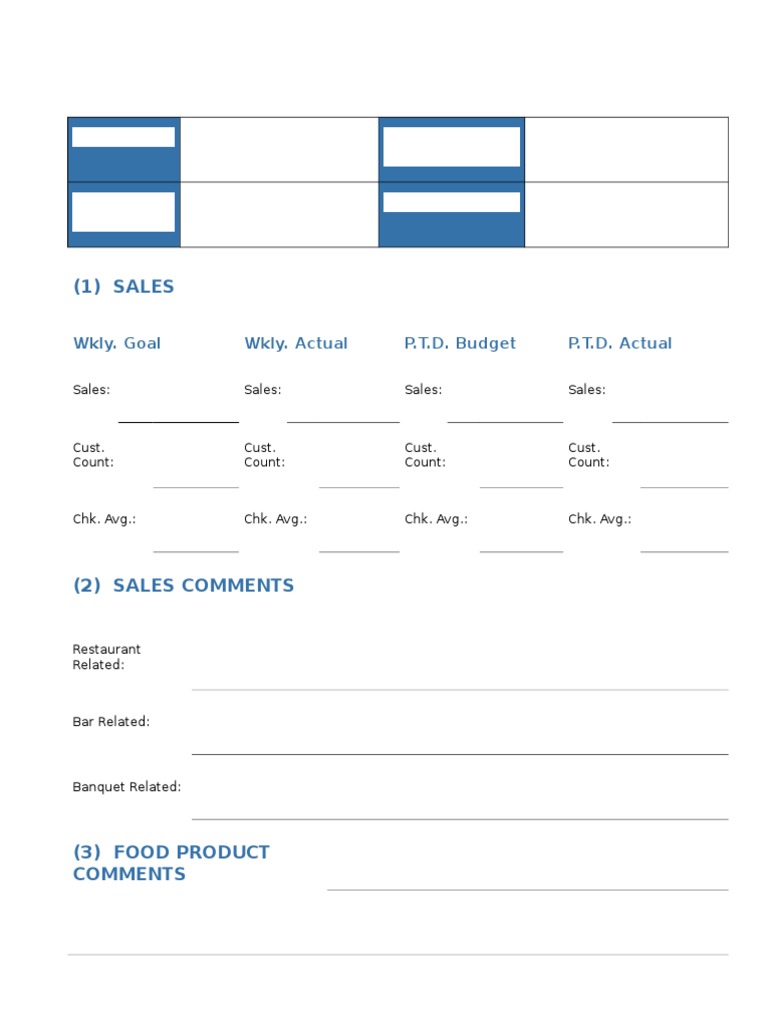 Restaurant Weekly Report | PDF