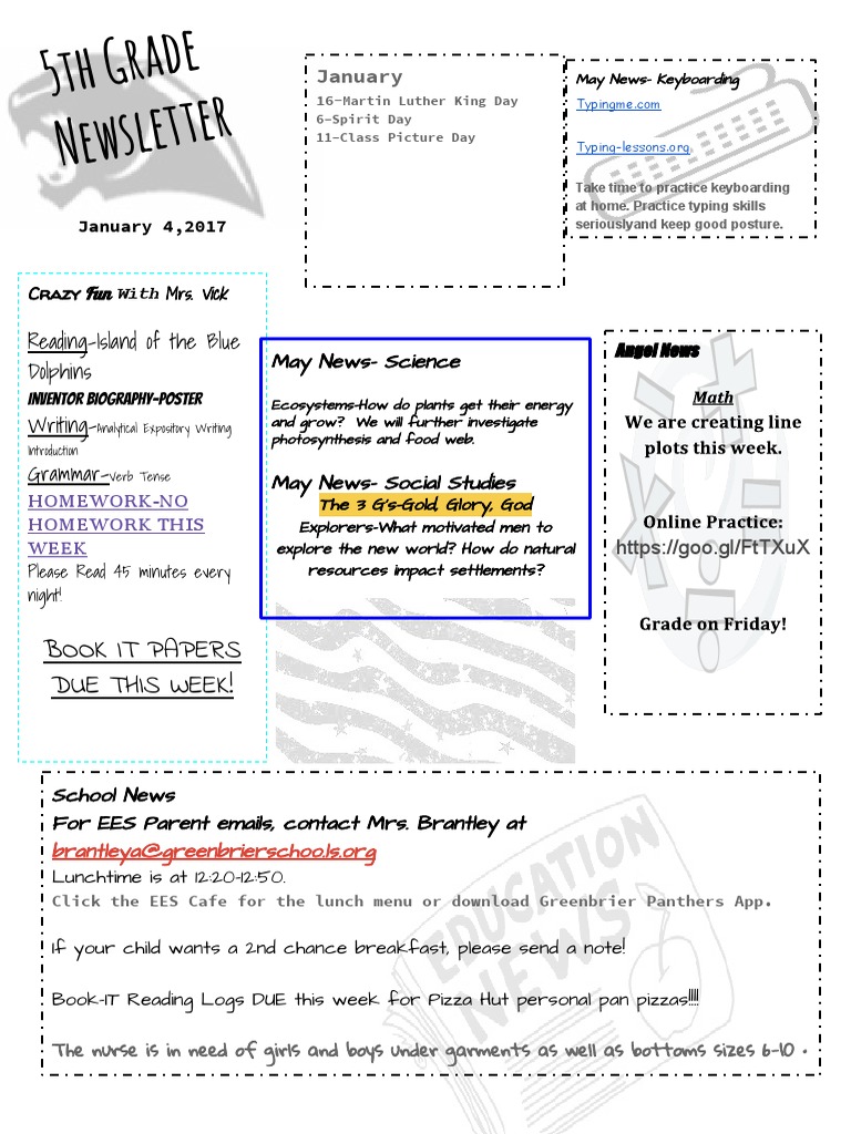 5th Grade Newsletter | PDF | Social Science | Religion & Spirituality