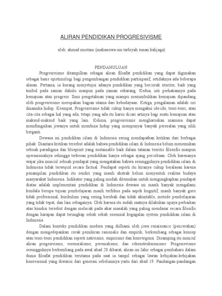 Aliran Pendidikan Progresivisme | PDF | Filsafat