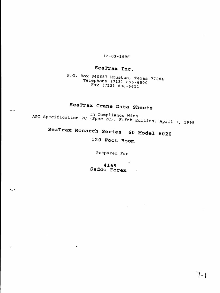 Crane Data Sheet | PDF