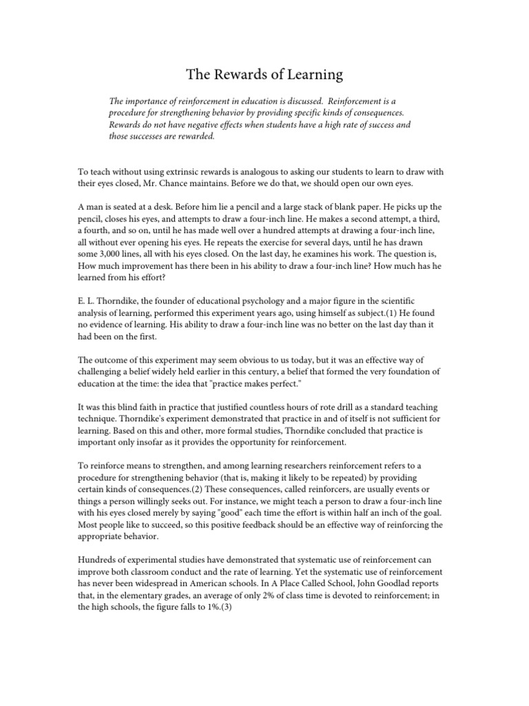 The Rewards of Learning | Download Free PDF | Reinforcement | Reward System
