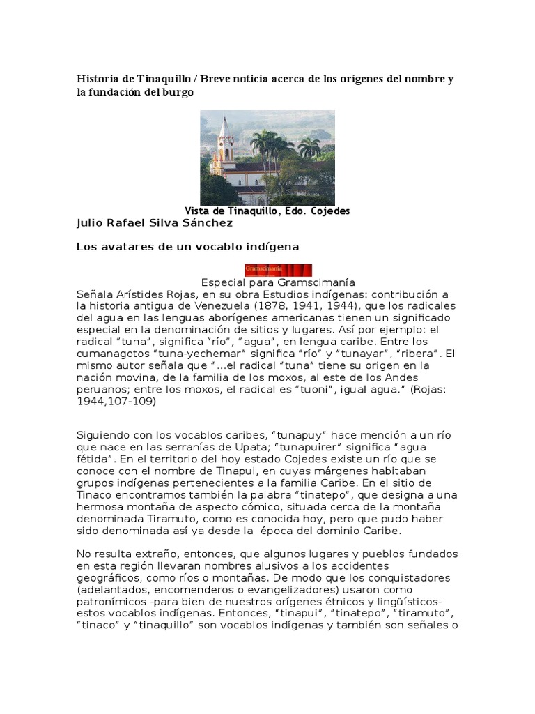 Historia de Tinaquillo | PDF | Venezuela