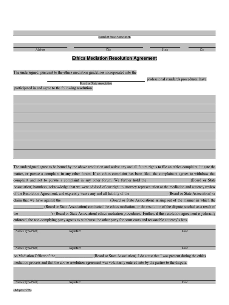 Ethics Mediation Resolution Agreement | PDF | Finance & Money ...